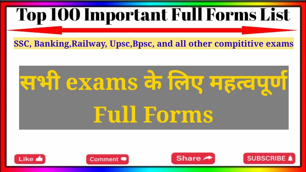 100 Most Important GK Full Forms | Full form General Knowledge | Full ...