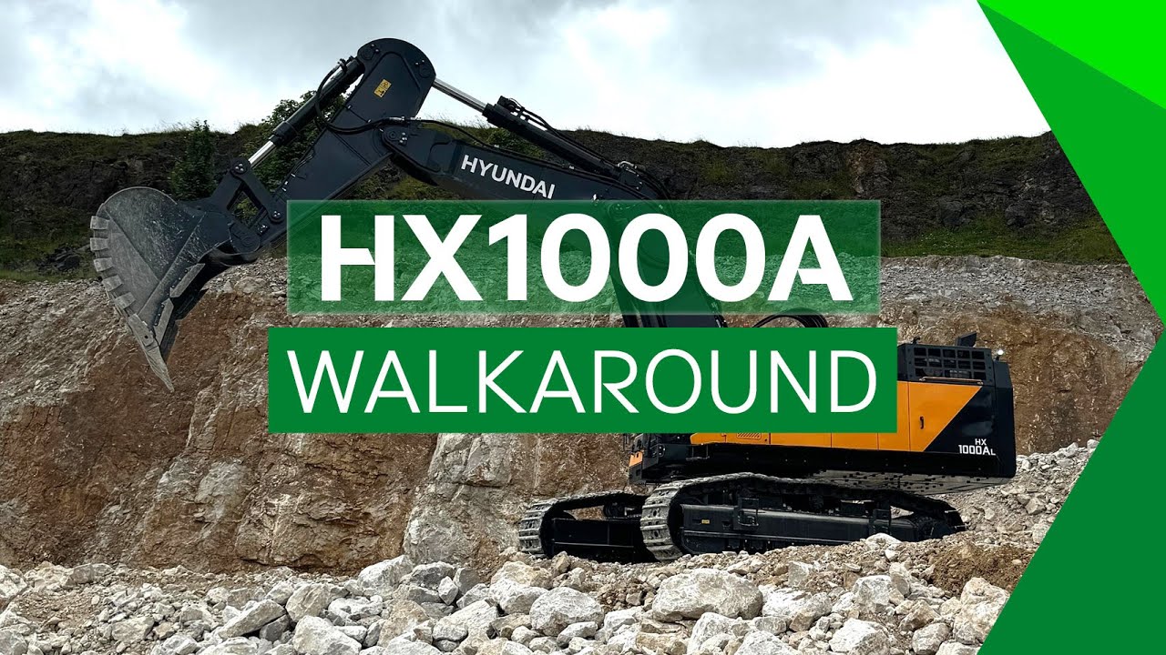 100-TONNE Hyundai Excavator working in a Quarry - HX1000A L Walkaround ...