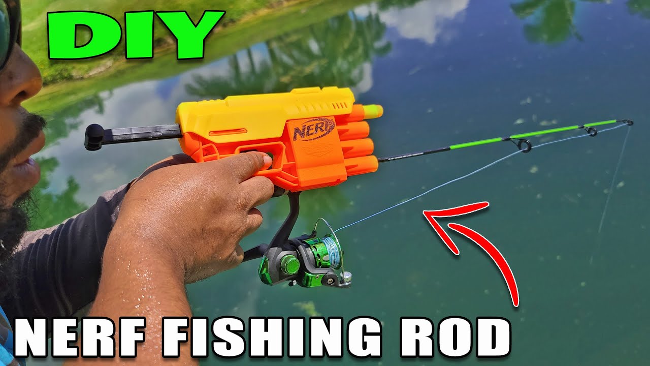 DIY Nerf Toy Fishing Rod Catches POND MONSTER!!! - YouTube