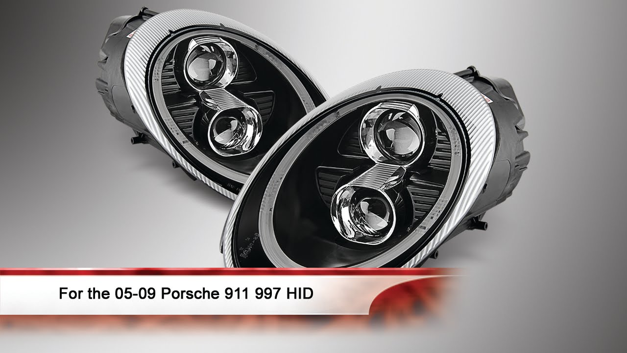 05-09 Porsche 911 997 DRL LED HID Projector Headlights - YouTube