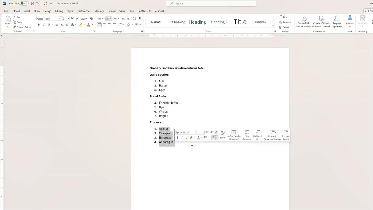 MS 365 Word Creating Sequential Numbering in a Sectioned List - YouTube