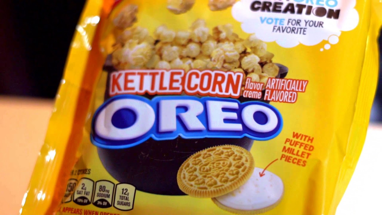 KIDS Review of the OREO "Kettle Corn" Flavored Cookies by KJ - YouTube