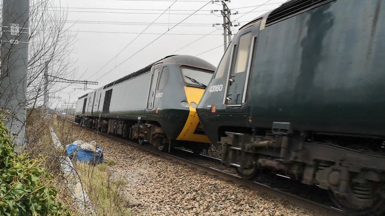 4 Class 43 HSTs with Caledonian Sleepers, crossover w Freightliner ...