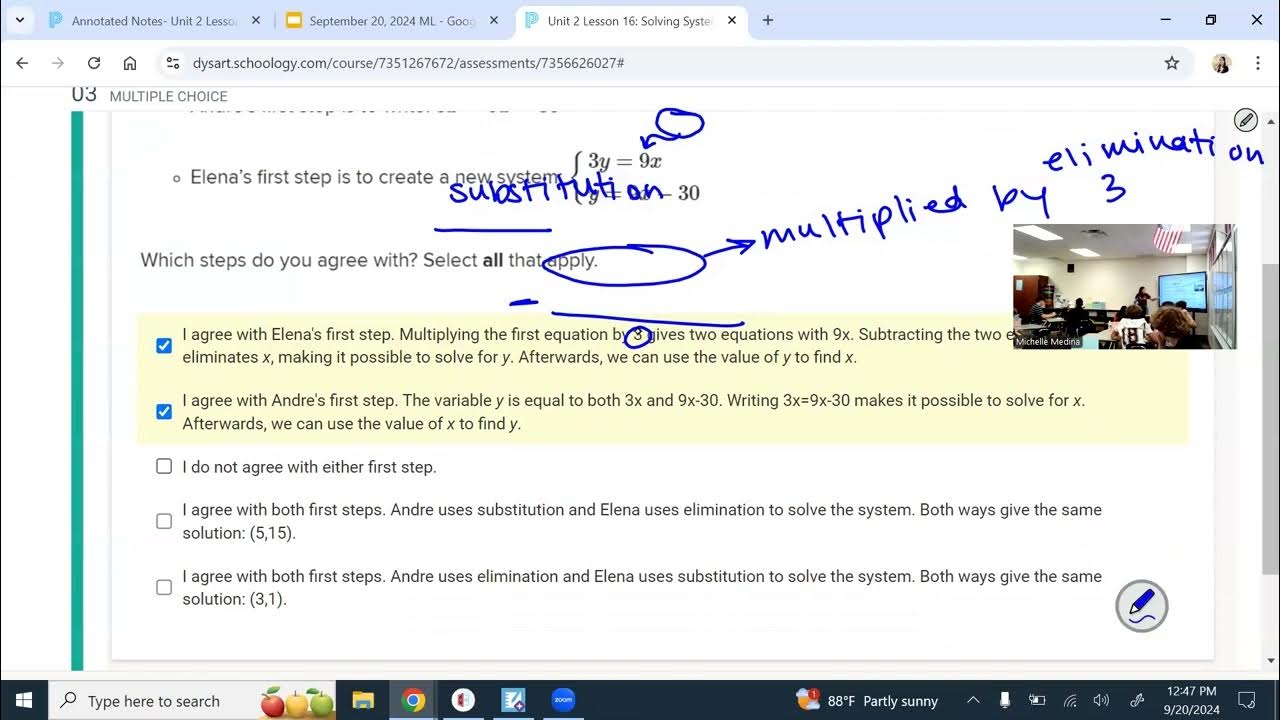 Unit 2 Lesson 16: Solving Systems by Elimination (Part 3) Practice - YouTube