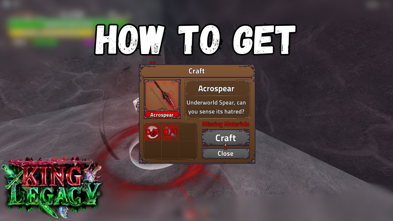 How to get New ACROSPEAR SWORD in King Legacy Update 5 (Roblox) - YouTube