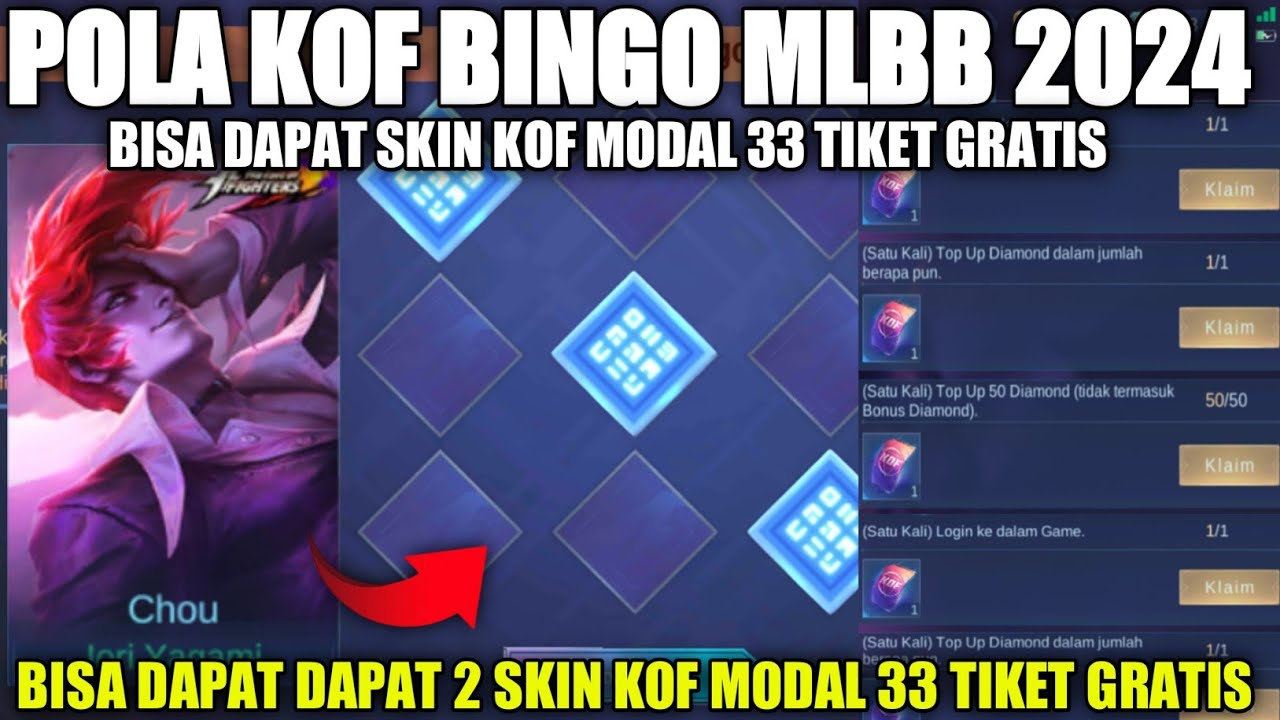 BINGO PATTERN KOF 2024!! SEMUA DAPAT 3 SKIN EPIC GRATIS || 33TIKET ...