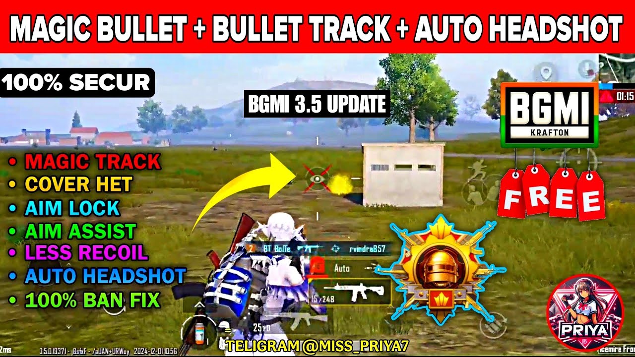BGMI 3.5 MAGIC BULLET+ BULLET TRACK+AUTO HEADSHOT+COVER HET+NO BAN FULL ...