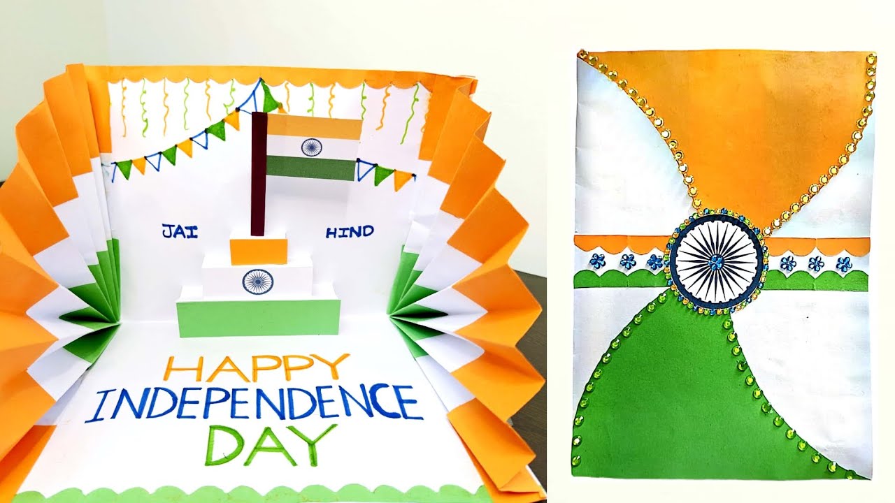 Independence Day Pop up Card Making | DIY - Independence Day greeting ...