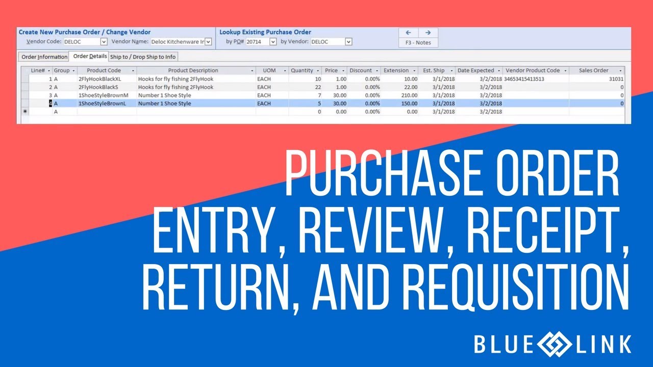 Purchase Order Entry, Receipt, Return and Requisition [DEMO] - YouTube