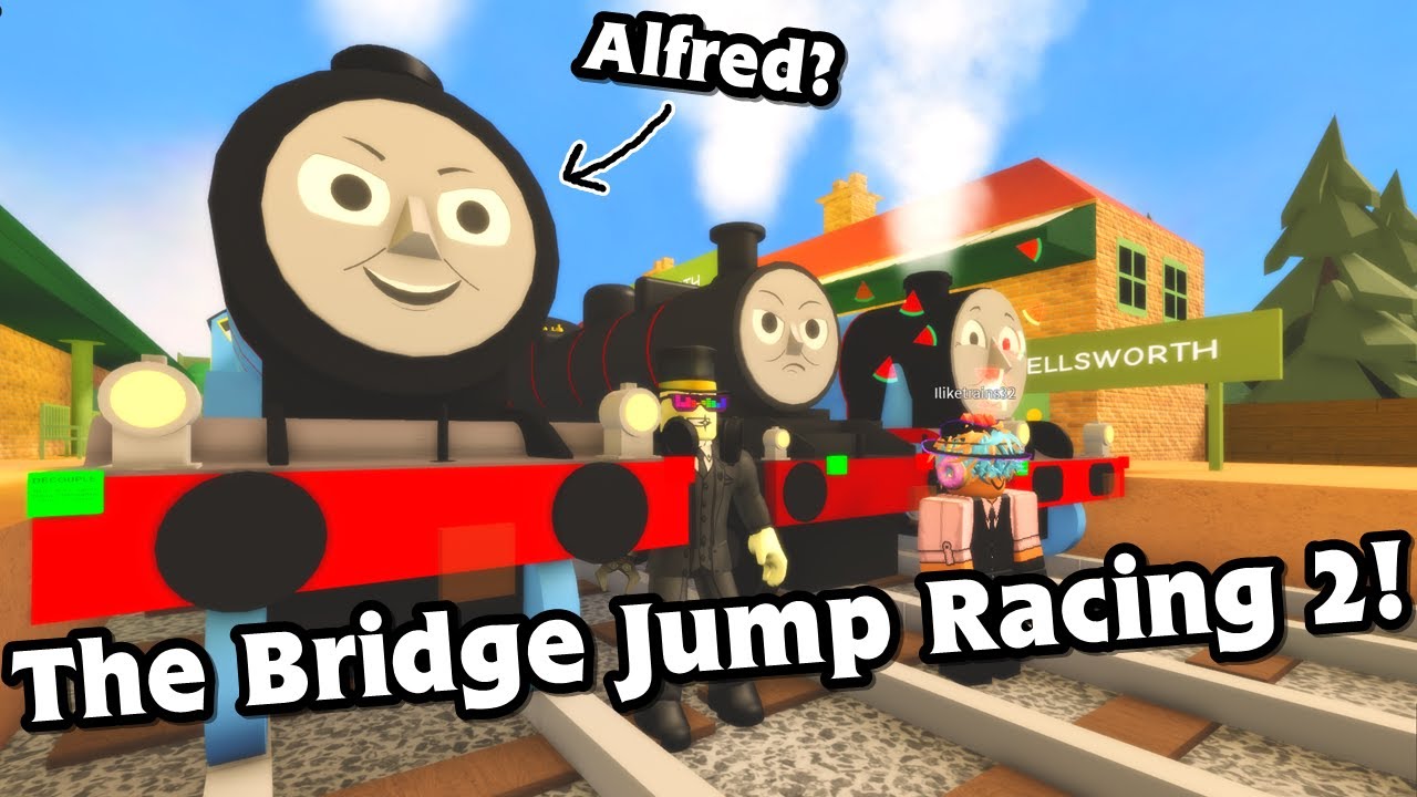 Thomas And Friends Alfred Jump Off The Bridge Race! - YouTube