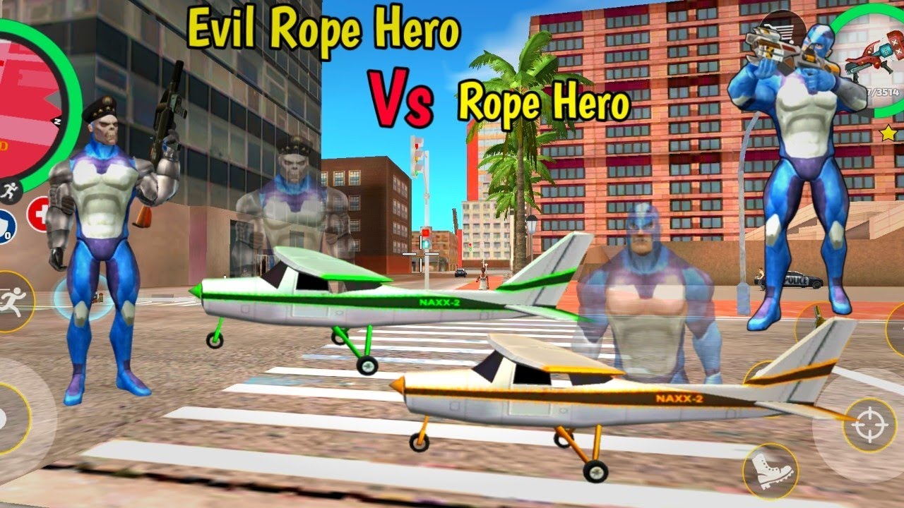 Rope Hero Aircraft Vs Evil Rope Hero Aircraft Race in Vice Town |Rope ...