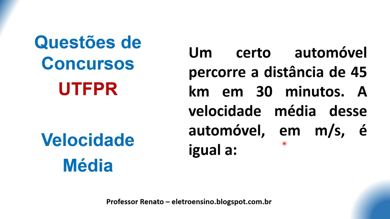C lculo Da Velocidade M dia Convers o De Km min Para M s Concurso C lculo Da Velocidade M dia Convers o De Km min Para M s Concurso
