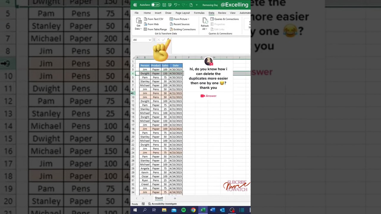 How To Remove Duplicate Row In Excel exceltips exceltricks shorts How To Remove Duplicate Row In Excel exceltips exceltricks shorts