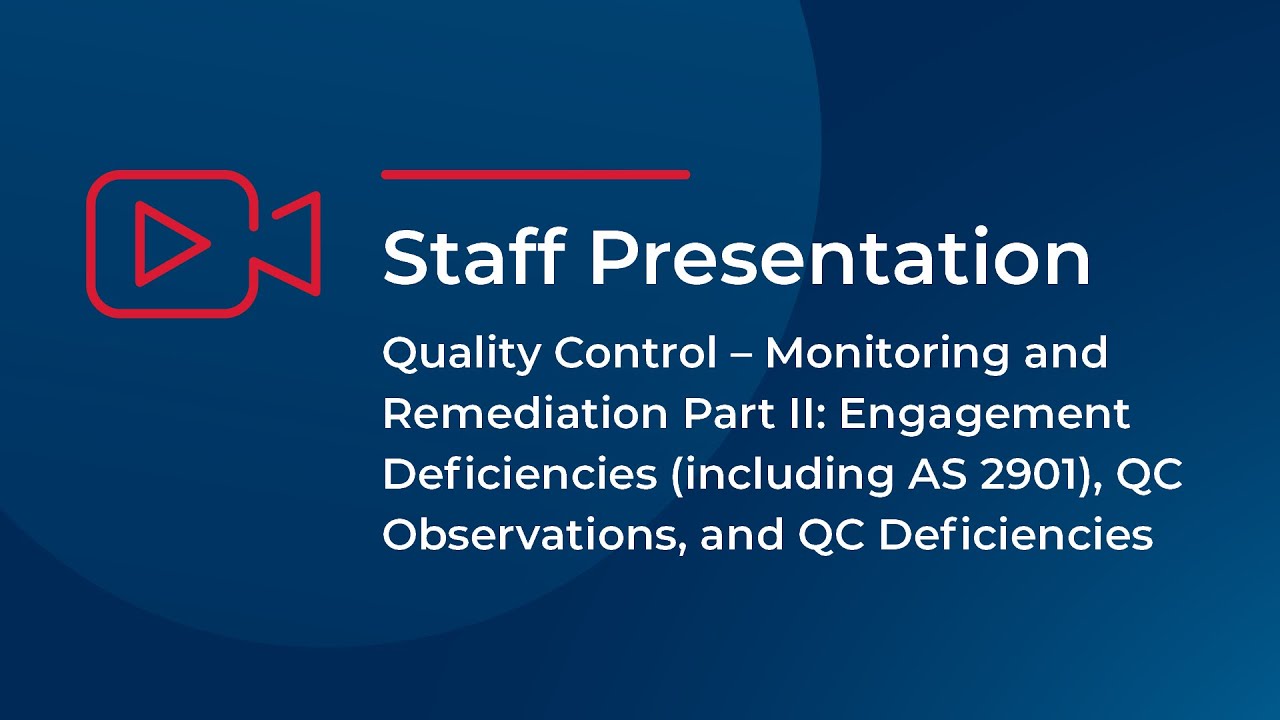 Staff Presentation: Quality Control – Monitoring and Remediation Part ...