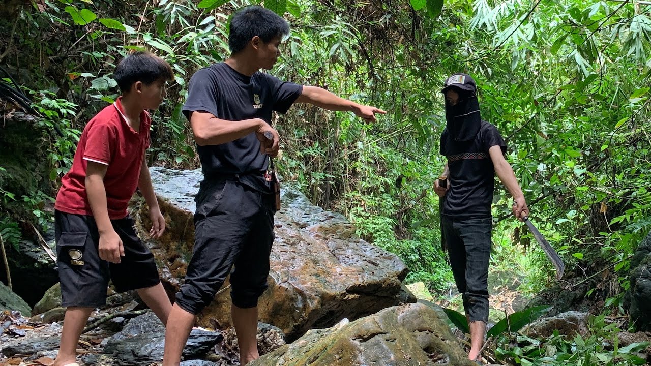 with the boy wandering to catch fish. bad guys steal fish. make shelter ...