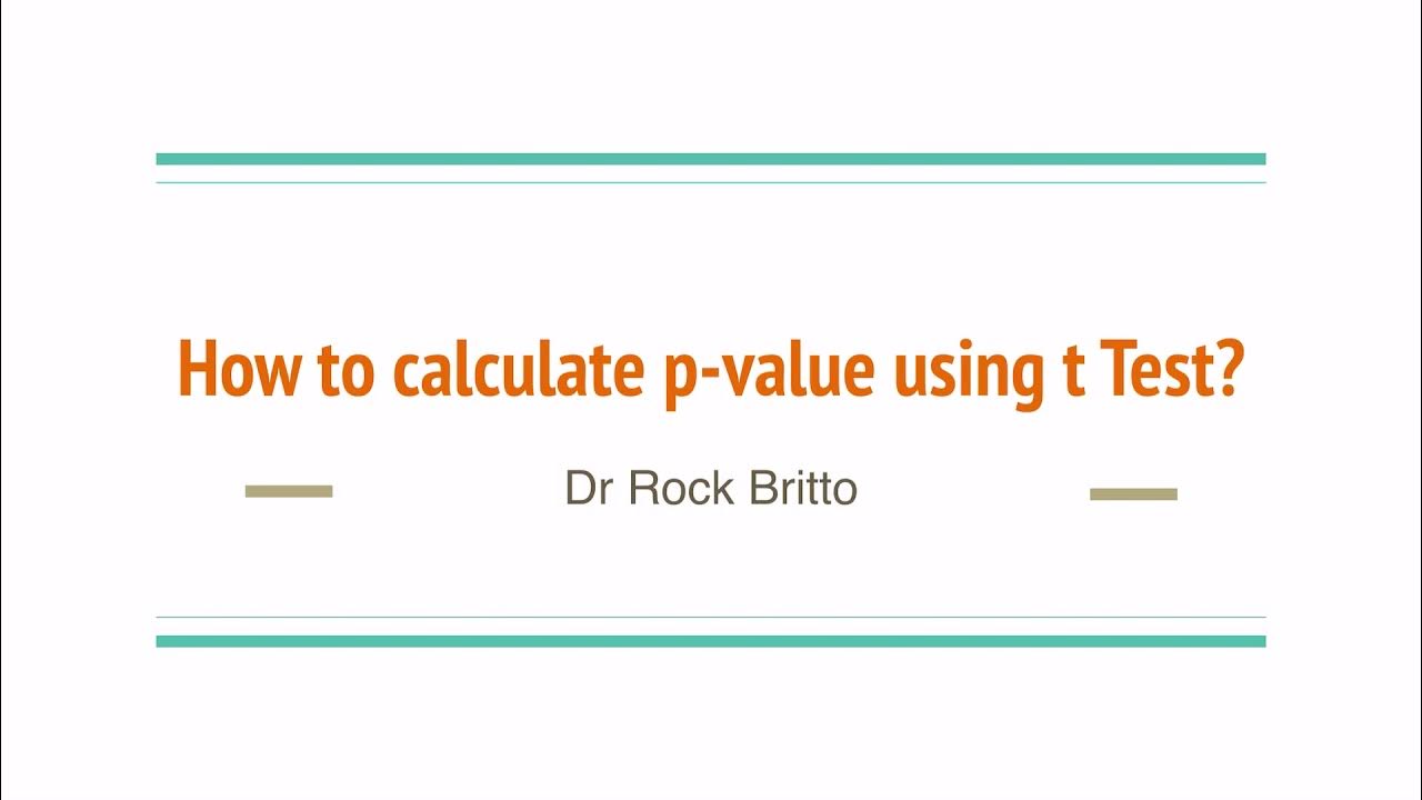 How to calculate p-value using t test? - YouTube