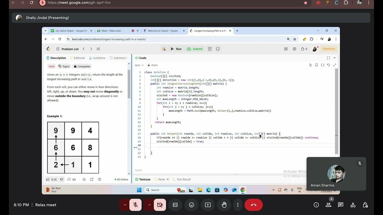 LeetCode 329 Longest increasing path in matrix - YouTube