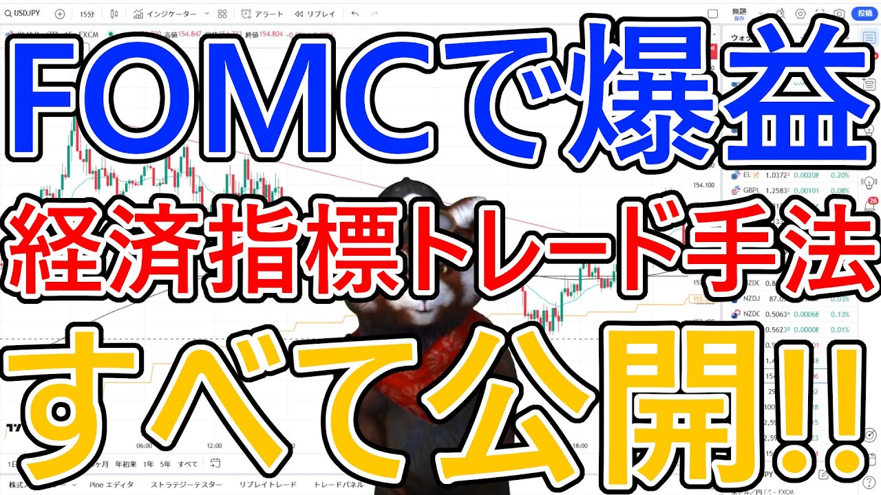 【FX】FOMCで爆益60pips利確！経済指標トレード手法を公開 - YouTube