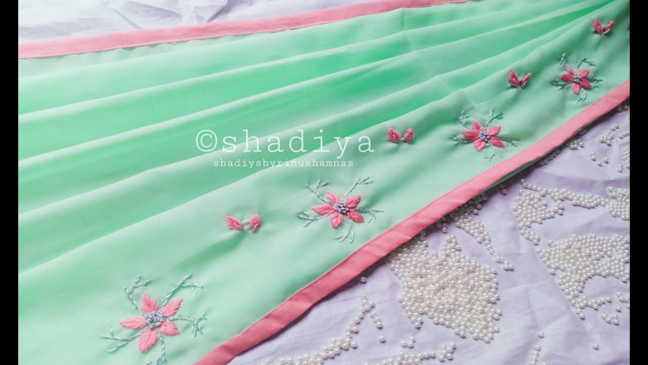 plain saree border design| designer saree embroidery for beginners ...