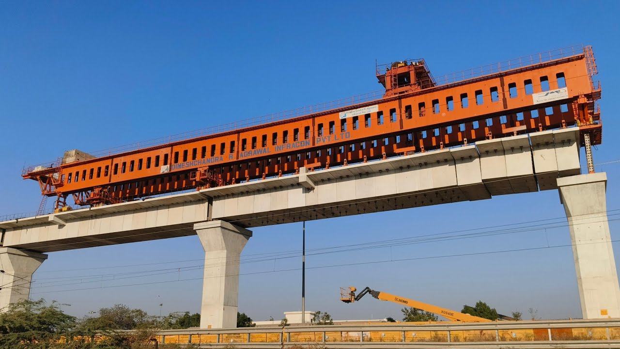 Bullet train segment launching #bullettrainproject #construction # ...