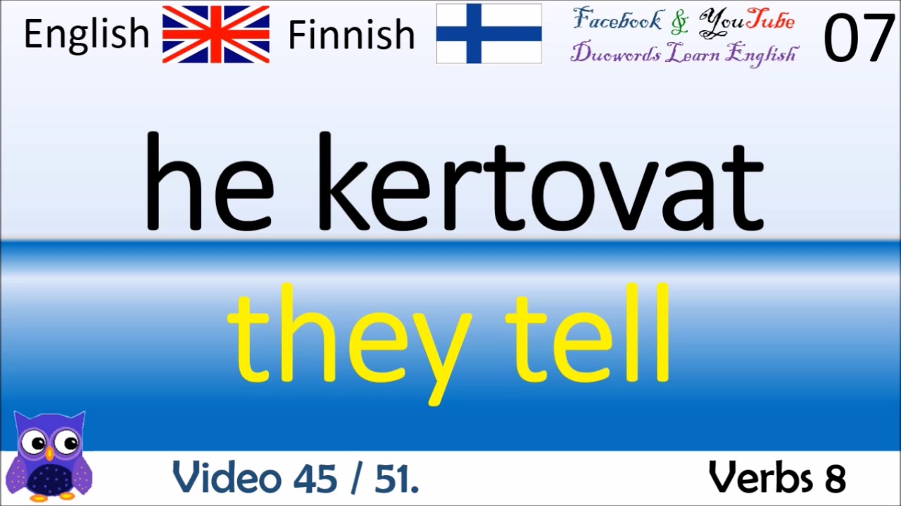 45 Verbs Verbit 8 - Englanti Sanat / Finnish - English Words / Englanti ...
