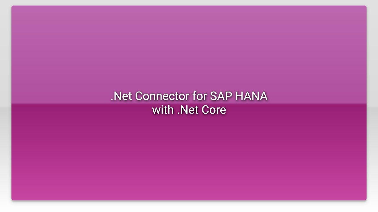 .Net Connector for SAP HANA with .Net Core - YouTube