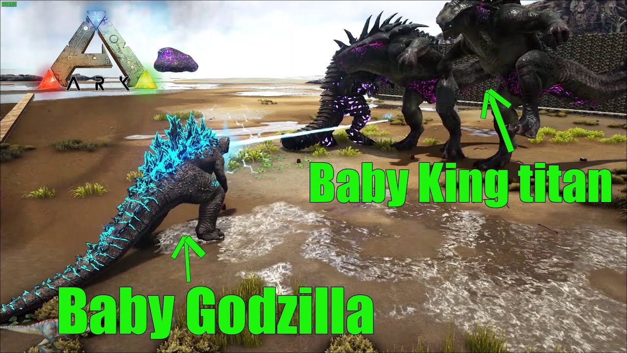 Baby King titan versus Baby Godzilla | mod in ark survival | Godzilla ...