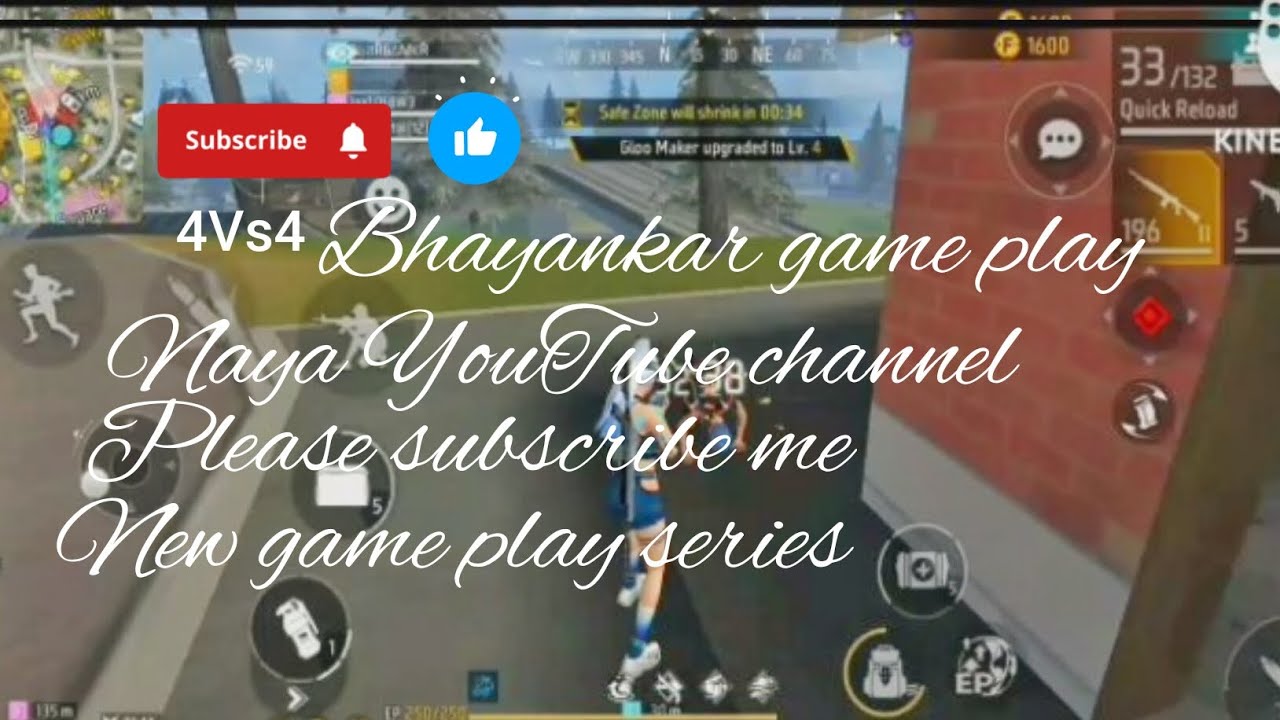 4Vs4 game play free fire video YouTube channel name suvo shors ...