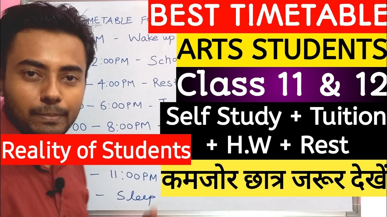 Best Timetable For Arts Students Class 11 & 12 | Best Timetable For ...