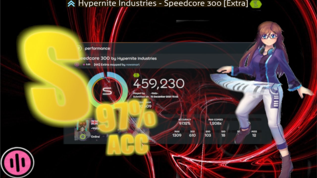 osu!mania | Speedcore 300 [4k] Extra +HT 97.12% 1,208 Combo 200 PP ...