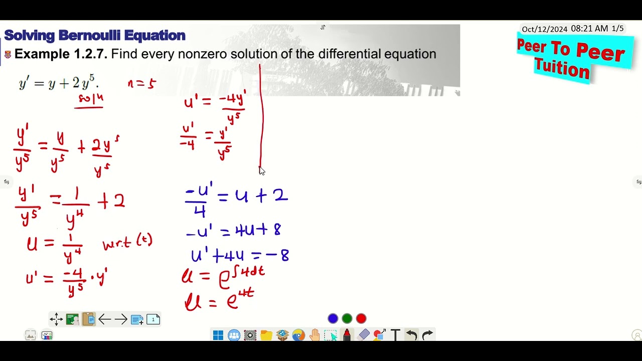 SOLVING BERNOULLI EQUATION - YouTube