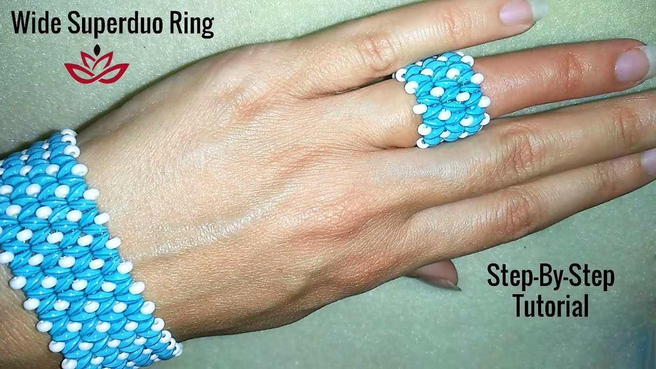 Wide Superduo Ring - Tutorial. How to make DIY beaded ring? - YouTube