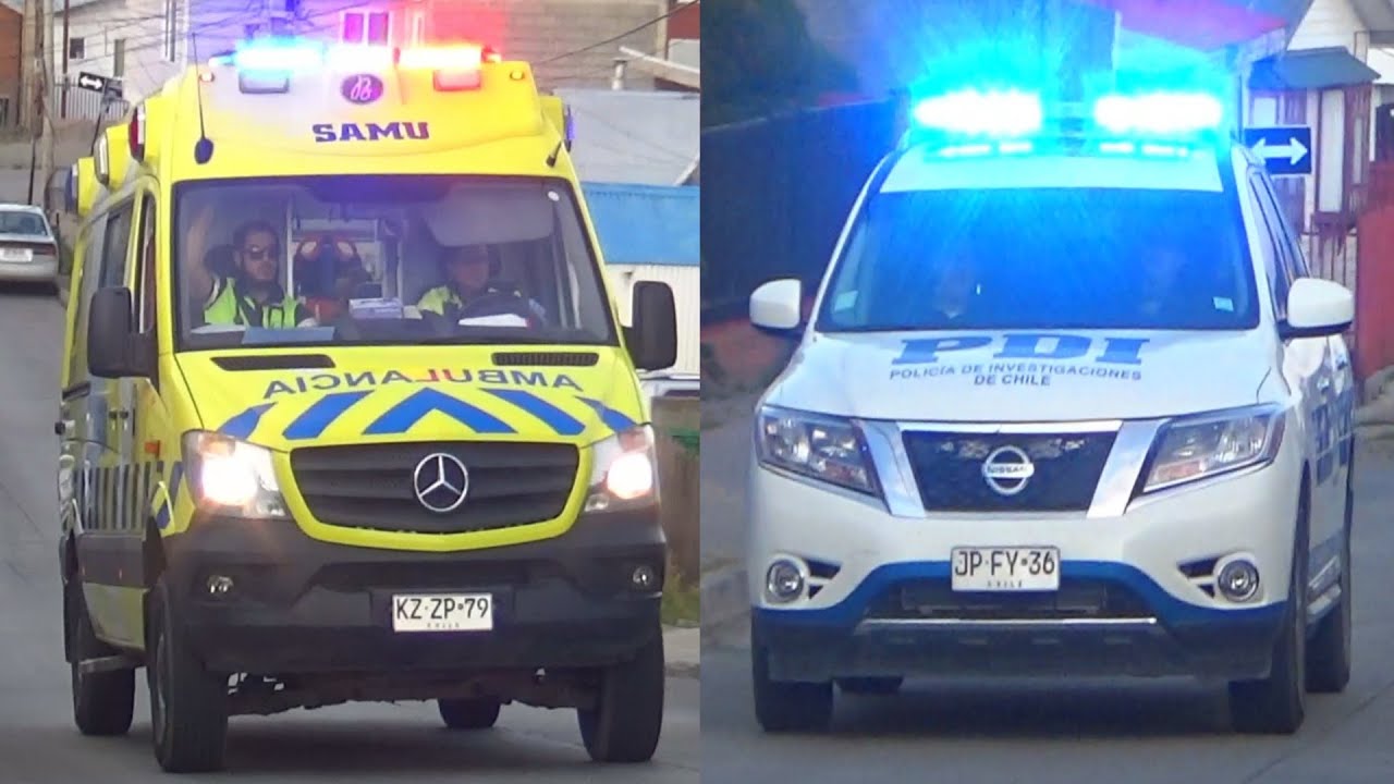 Móvil 79 del SAMU y PDI llegando a procedimiento | SAMU Chile | PDI ...