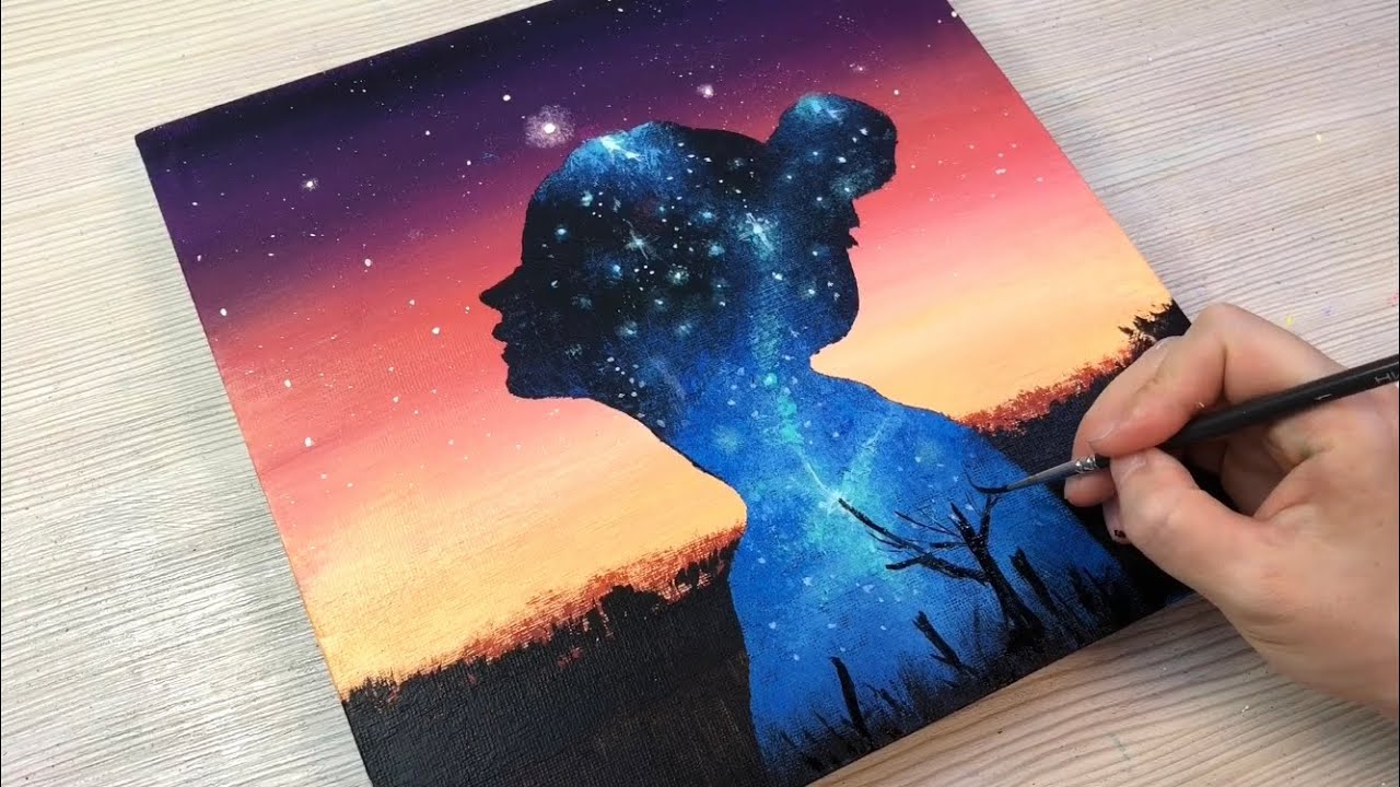 Dreaming Girl / Silhouette Art / Acrylic Painting Tutorial / #90 - YouTube
