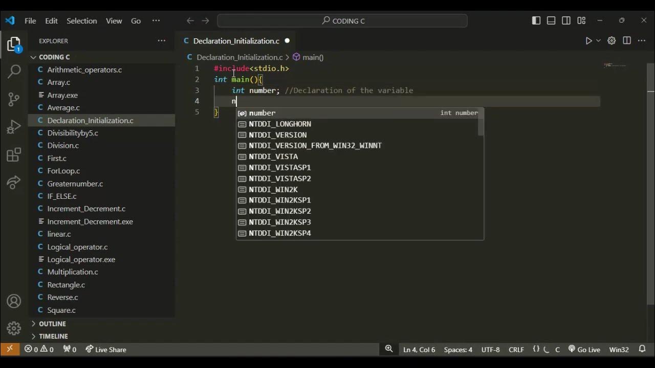 Declaration and initialization in c programming - YouTube