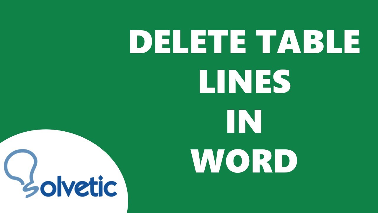 How to Delete Table Lines in Word - YouTube
