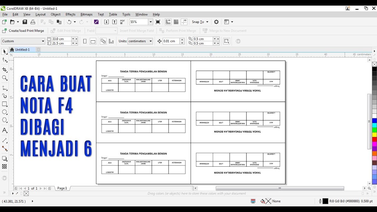 CARA MEMBUAT NOTA F4 DIBAGI MENJADI 6 - YouTube