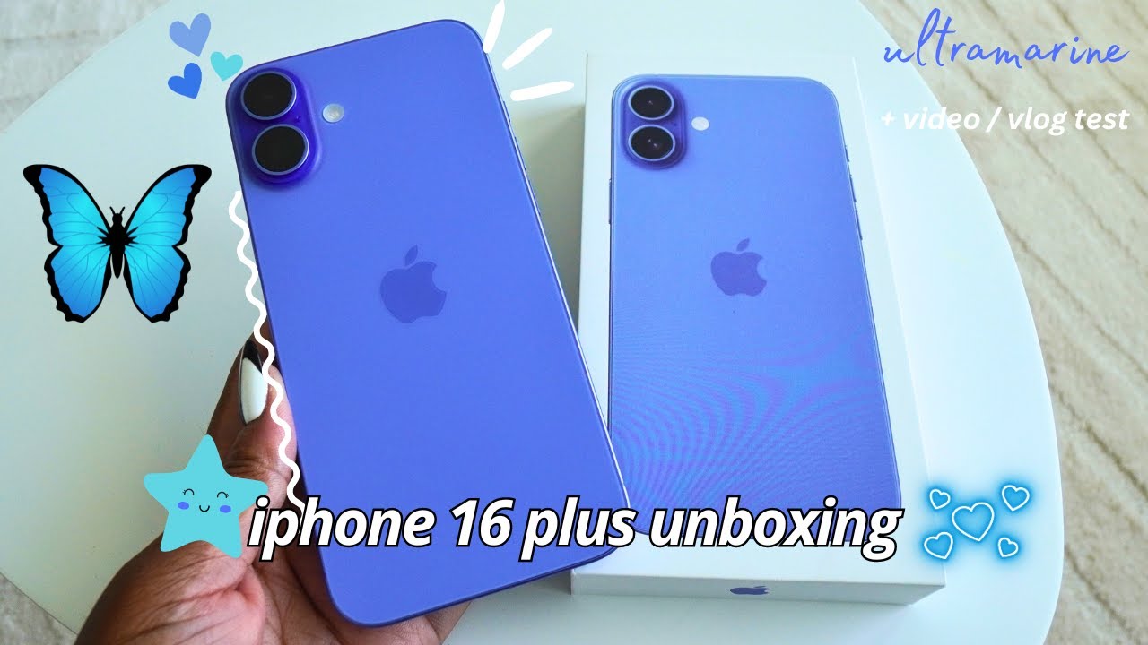 iPhone 16 plus unboxing + accessories + set up 💙💙camera / video test ...