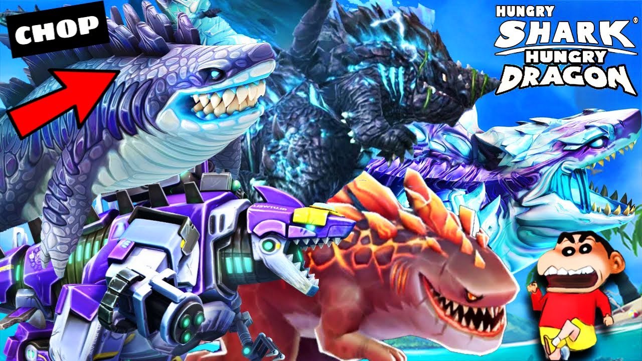 SHINCHAN and CHOP Became EVERY GODZILLA in HUNGRY SHARK & HUNGRY DRAGON ...