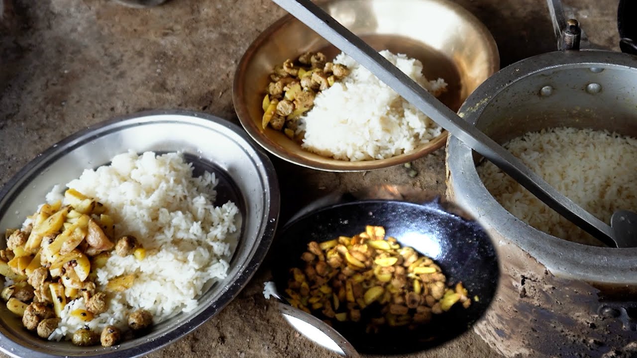 soya balls & potato mix curry in the buffalo shed || Life in rural ...