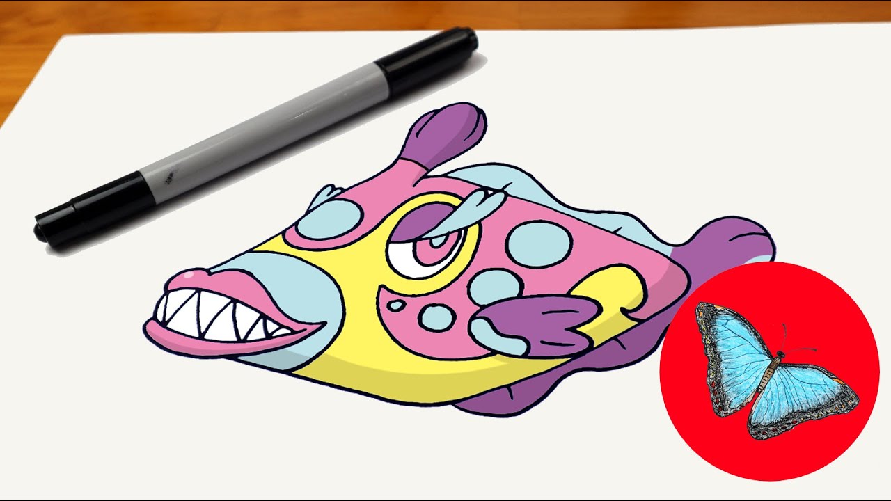 How To Draw Pokemon - Bruxish Easy Step by Step - YouTube
