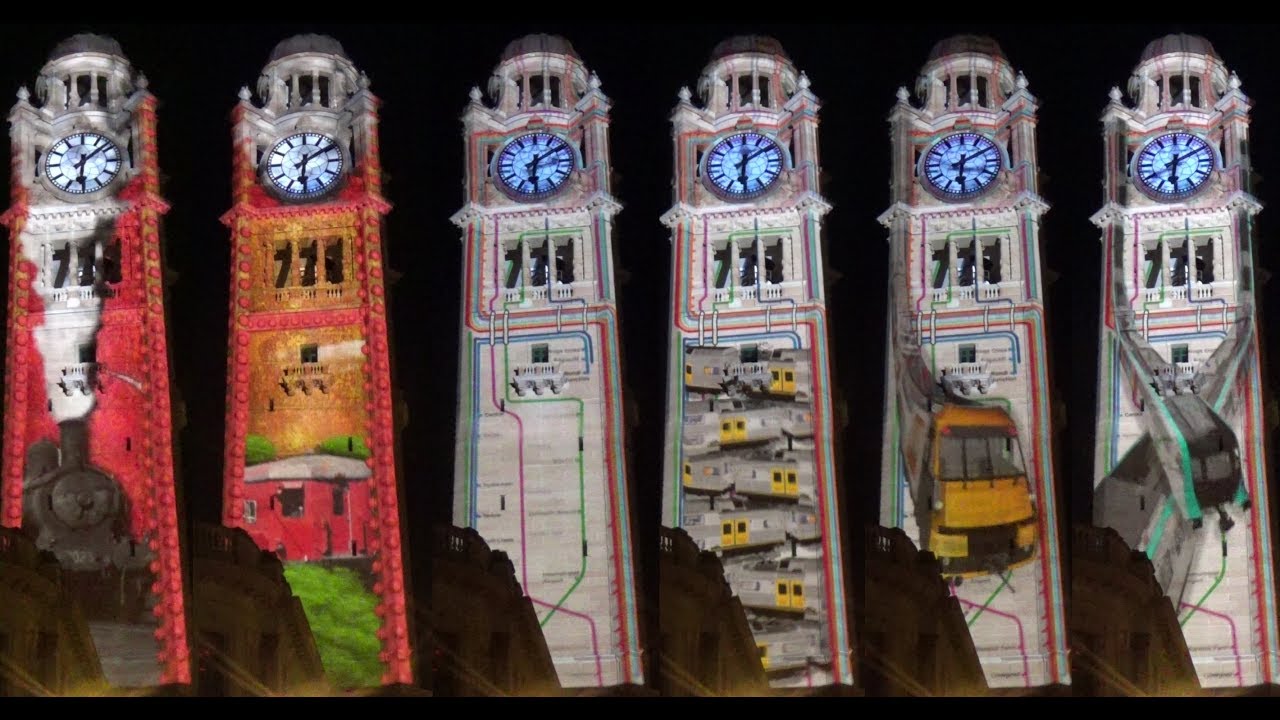 Transported through Time - Central station's Vivid Sydney 2017 - YouTube