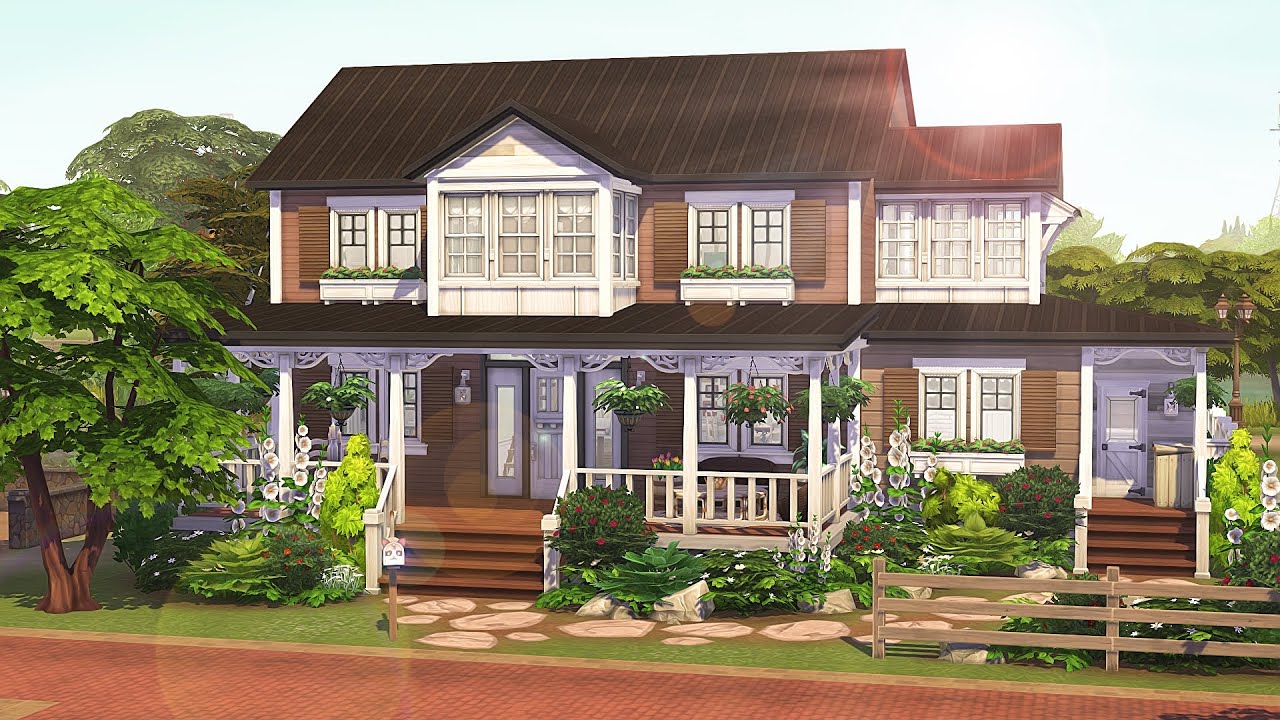 FOSTER FAMILY FARMHOUSE 💗 | The Sims 4: Speed Build - YouTube