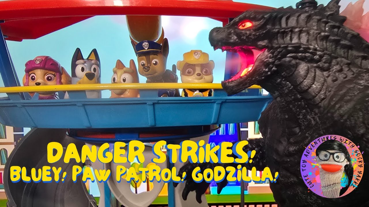 Bluey, Paw Patrol, Godzilla toy adventure! - YouTube