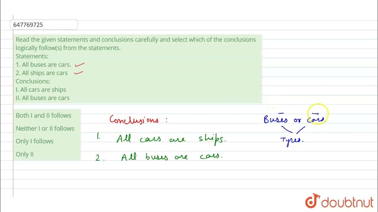 Read the given statements and conclusions carefully and select which of the conclusions logicall ...