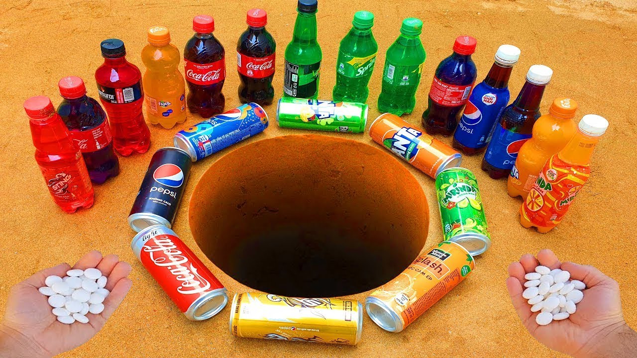 Amazing Experiment VS Volcano Eruption ! Coca ola, Fanta, Pepsi ...