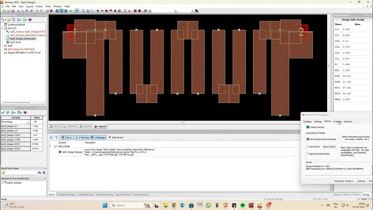 Genesys Software Tutorial Design for Microstrip Based Band Pass filter - YouTube