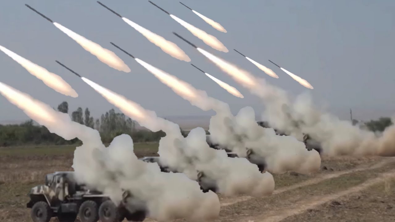 MLRS Firing by Azerbaijan Military - During Fighting in Nargono ...