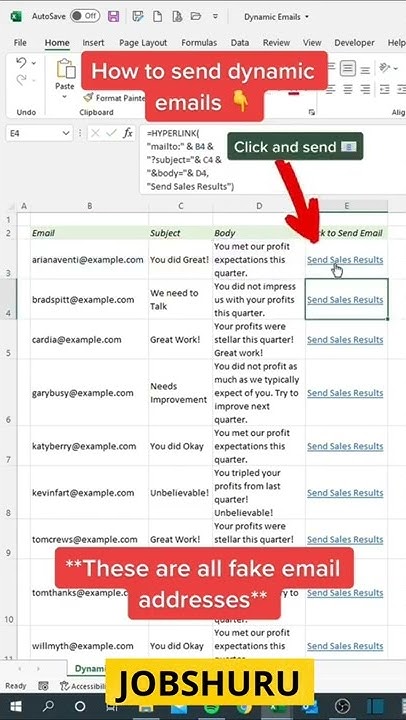 How to Send Dynamic Emails | Excel Tips and Tricks (Part-10) | #shorts #exceltips #exceltutorial ...