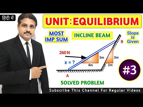 EQUILIBRIUM | INCLINE BEAMS SOLVED PROBLEM 3 IN HINDI | ENGINEERING ...